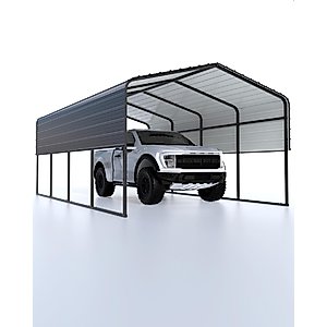 GAOMON 13' x 21' x 10' Metal Carport, with Heavy Duty Galvanized Steel Roof and Reinforced All-Metal Frame, Permanent Shelter for Agricultural Machinery, Carport for Cars, Boats, Trucks, and Tractors
