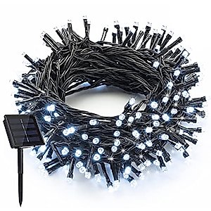 White Christmas Solar String Lights 72Ft 200 LED 8 Flashing Modes with Timer Solar Fairy Lights Outdoor Waterproof Twinkle Lights for Decoration Christmas Tree Shrubs Garden Yard Patio