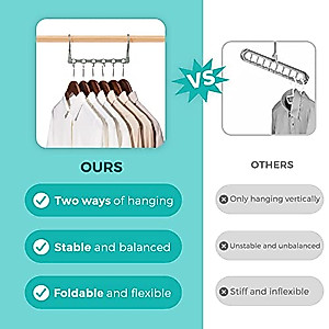 HOUSE DAY Space Saving Hangers for Clothes 10 Pack, Magic Hangers Multi Hangers Organizer, Closet Organizers and Storage System Closet Space Saver Hangers, Collapsible Hangers for Clothes, Gray