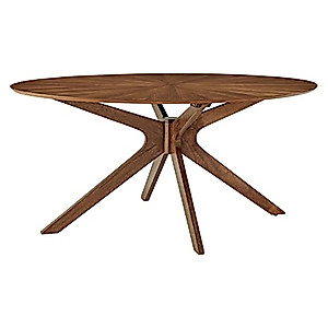 Modway Crossroads 63" Oval Wood Dining Table, Walnut