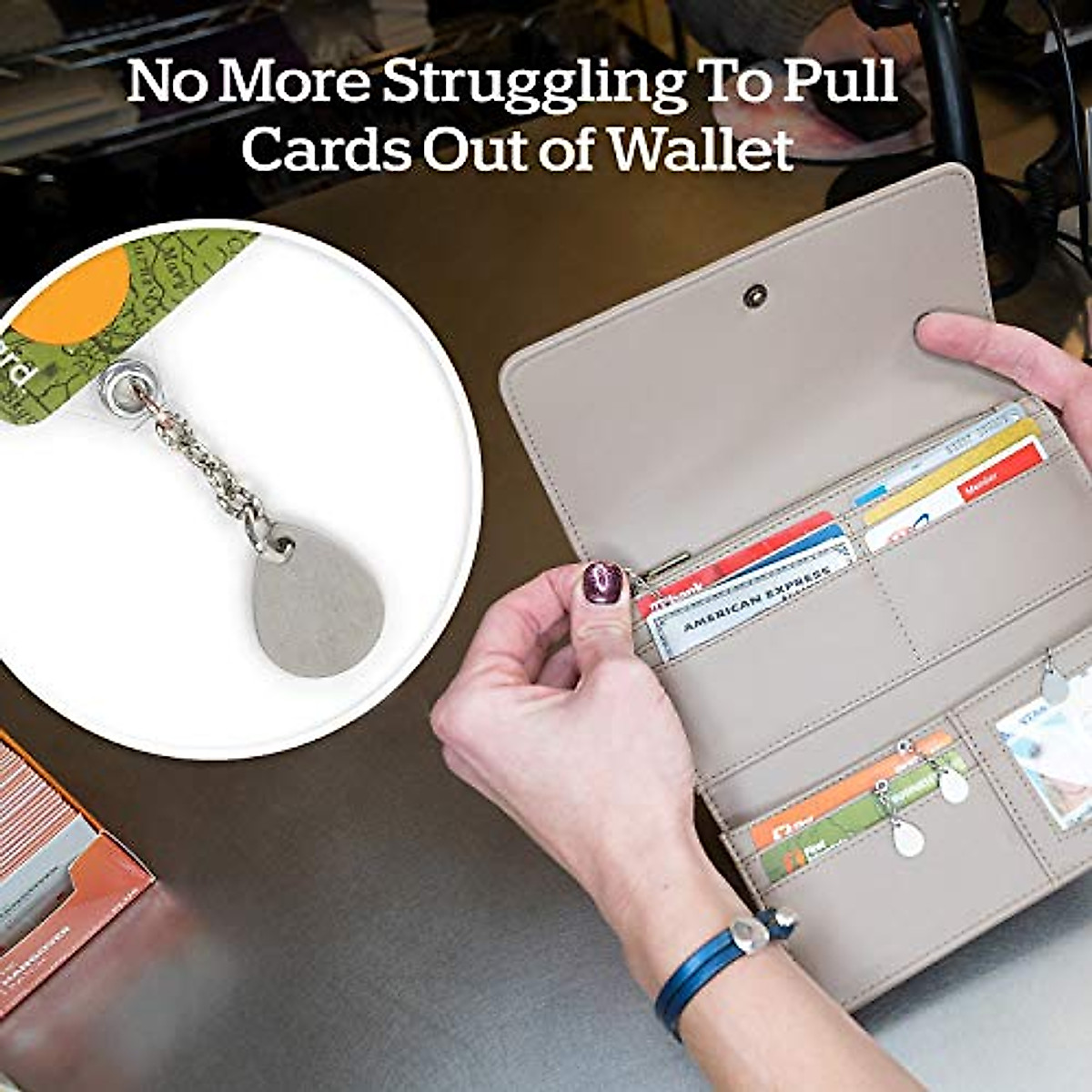 Charmed It Credit Card Tabs (4 Pack) | Silver Credit Card Pull Tab | Credit Card Puller for Long Nails | Metal Credit Card Grabber for Long Nails | Card Clip Long Nails | Credit Card Tab