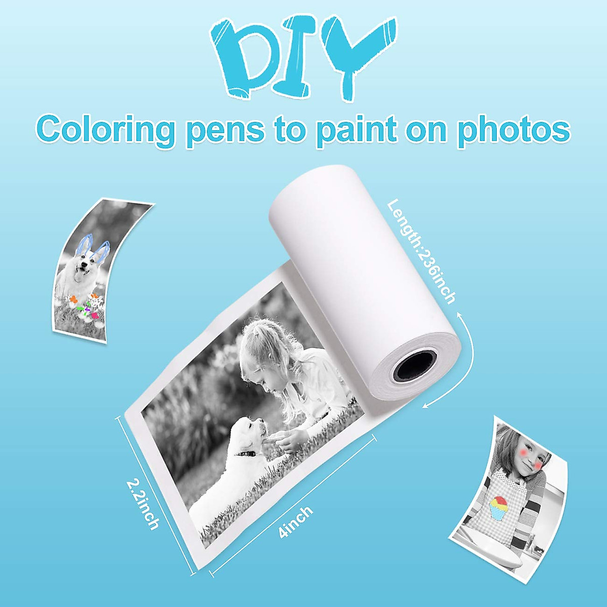 10 Rolls Print Paper for Kids Instant Print Camera Refill Print Paper Works with MINIBEAR VTech Kidizoom Camera, Zero Ink Thermal Paper Fit for Most Kids Instant Camera