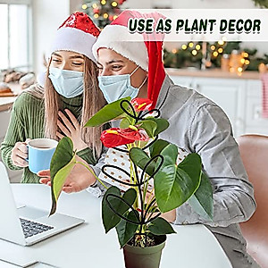 Garden Trellis for Climbing Plant, 2 Pks Small Plant Metal Trellis, 12’’ Leaf Shape Indoor Climbing Plants Stake for Potted Plants, Houseplant, Home Plant, Mini Rose, Plant Lover Gifts (Black)