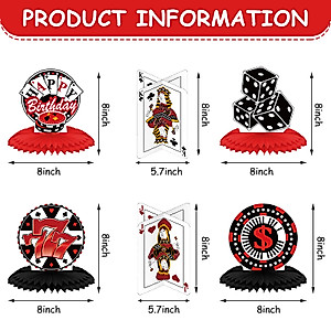 12 Pieces Casino Party Decorations Casino Table Centerpieces Casino Honeycomb Centerpieces Poker Party Decorations Casino Table Toppers Poker Table Centerpieces for Casino Poker Party Supplies