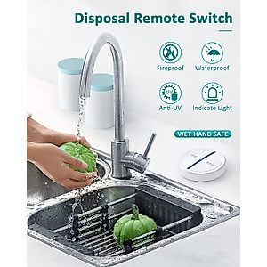 HAPYTHDA Garbage Disposal Wireless Switch Kit, Remote Control Outlet, No Drilling On Sink Top, Wireless Switch Button Kit for Waste Disposal, 15A/1500W with 4000V Anti-Surge, 500 Feet RF Range