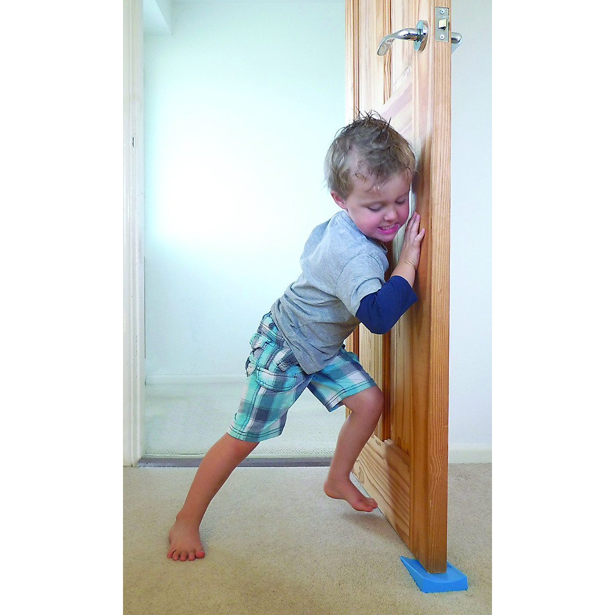 Jamm Jumbo Door Stopper | Door Stop Wedge Holds Doors Open in Both Directions | Premium Non Rubber Non Slip Hardware | Dusky Blue - 1 Pack