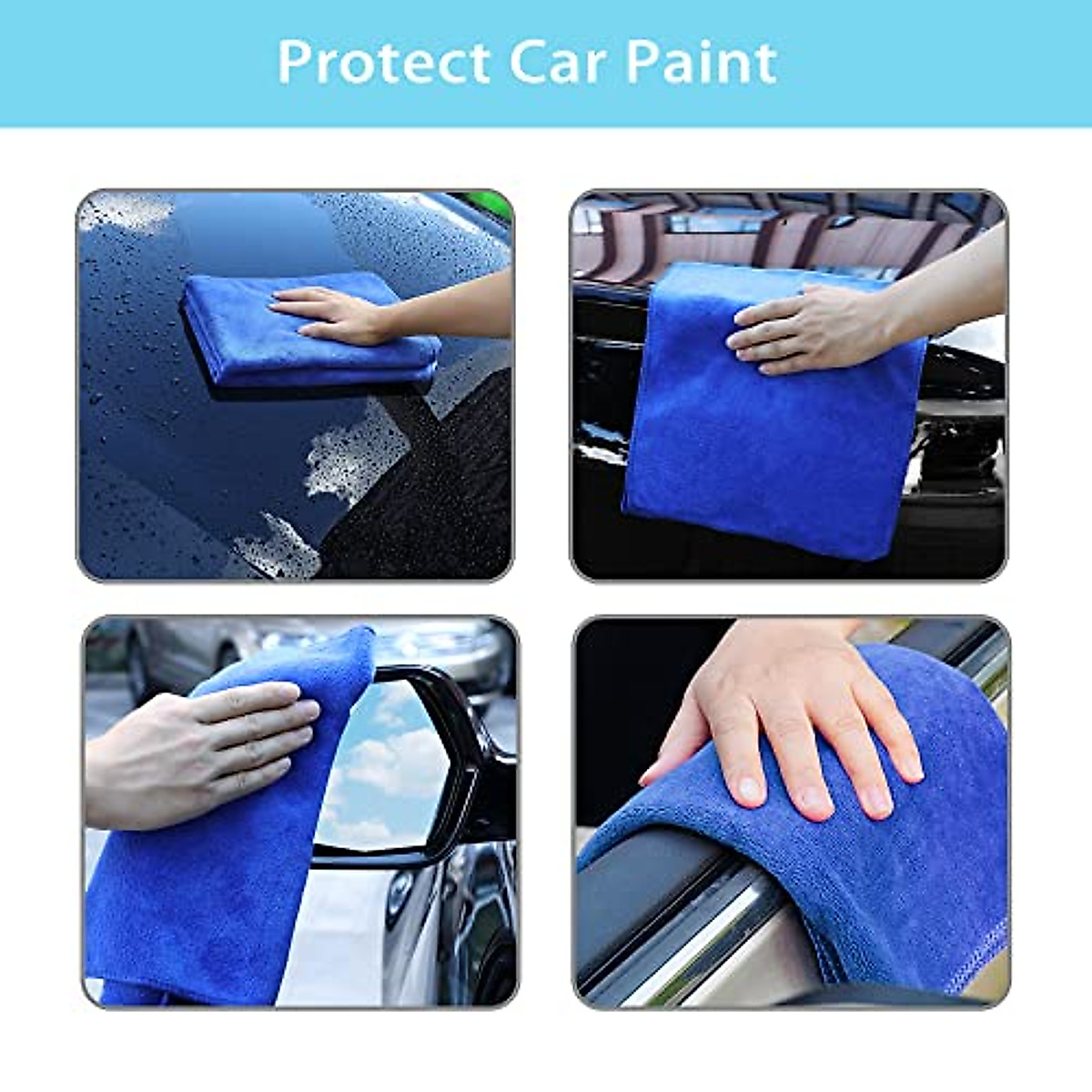 Mr Towels Microfiber Extra Thick Automotive Towels, 24In×16In, 2 Packs (Royal Blue)