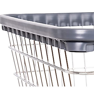 R&B Wire™ 100E58 Heavy Duty Wire Laundry Cart with Double Pole Rack, 2.5 Bushel, Chrome