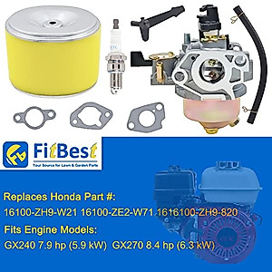 FitBest Carburetor for Honda GX240 GX270 8HP 9HP Engines Replaces 16100-ZE2-W71 1616100-ZH9-820 Carb