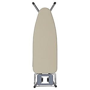 Household Essentials Wide Mega Ironing Board 4-Leg, Steel Top Pressing Station, Heat-Resistant Fiber Pad and Cotton Cover, Silver Frame