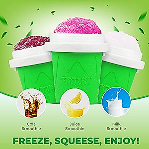 Slushy Maker Cup - Travel Slushie Cup, Quick Freeze Magic Cup, Double Layer Slushy Cup, Cooler Smoothie Silicon Cup, Mini Ice Cream Maker, Slushies - Green.