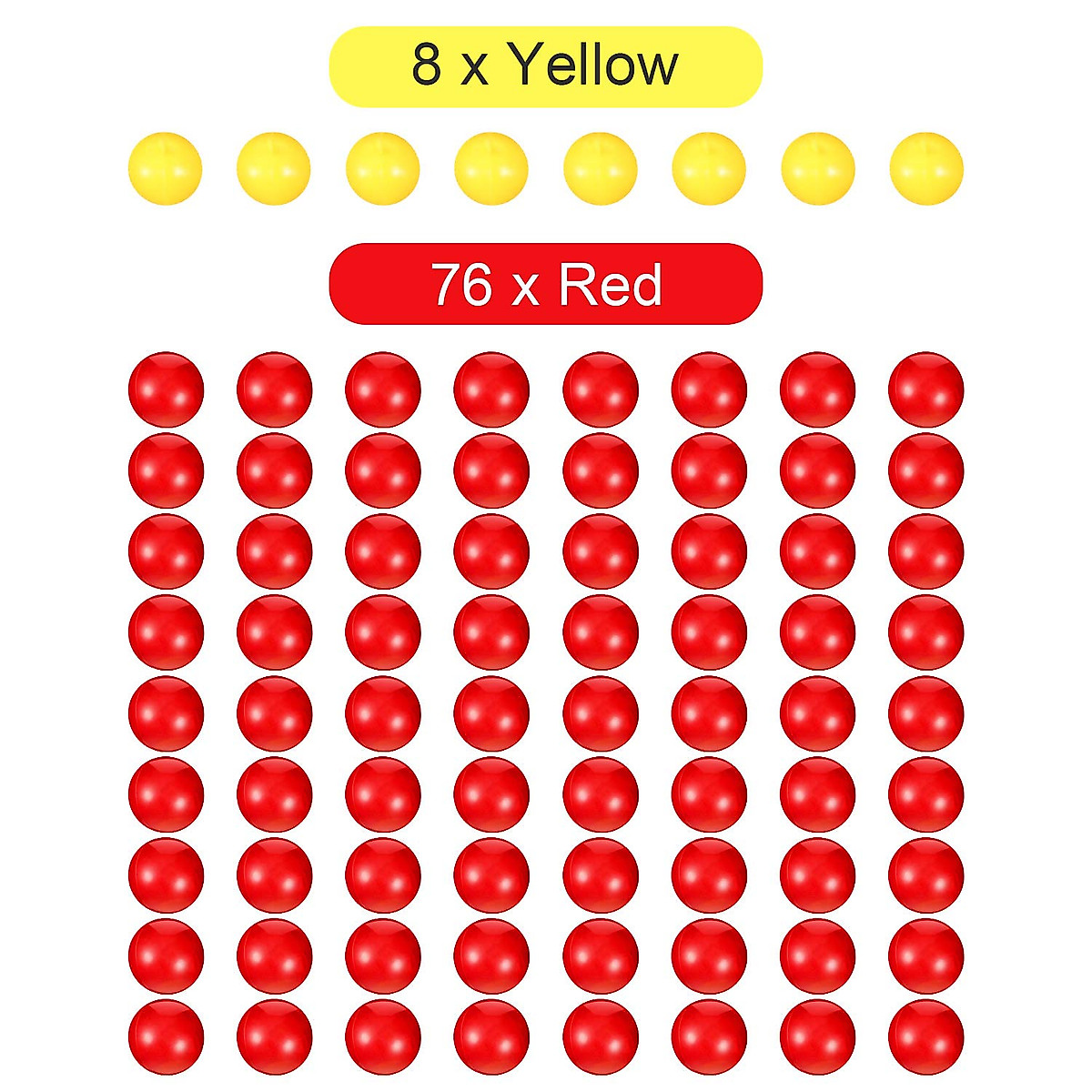 84 Pieces Game Replacement Balls 4 Sets Game Replacement Marbles Compatible with Hungry Hungry Hippos, 76 Red Balls and 8 Yellow Balls