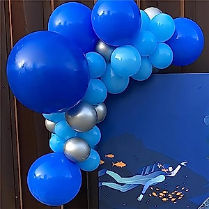 130pcs Royal Blue Balloons Garlands Kit, 18" 12" 10" 5" Different Sizes Pack Dark Blue Latex Balloon Arch for Birthday Baby Shower Wedding Gender Reveal Party Decorations(With 2 Ribbons)