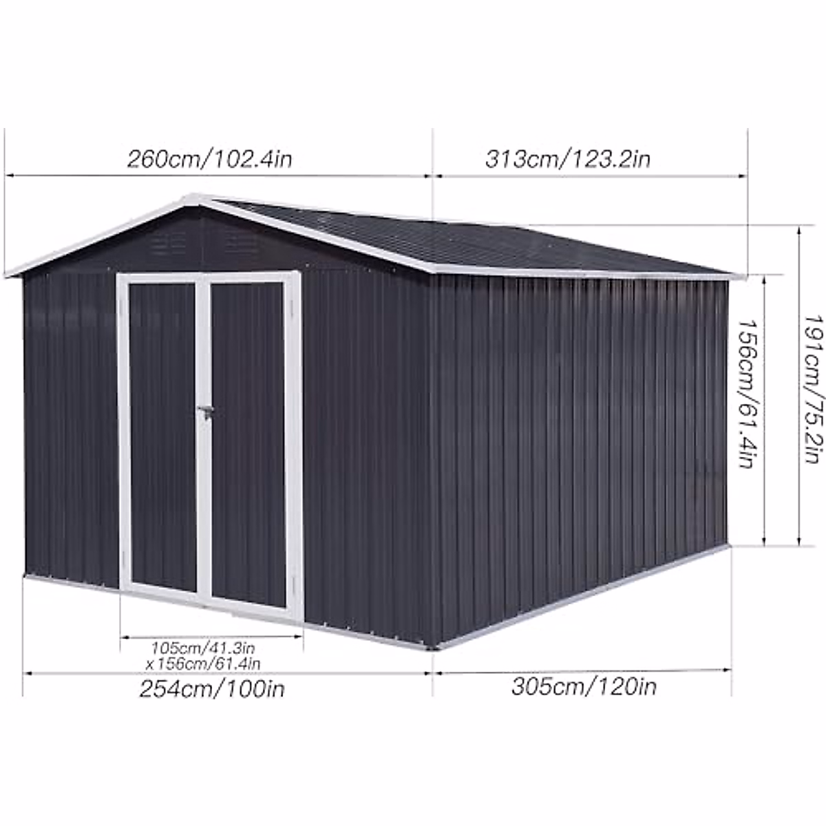 Goohome Sheds & Outdoor Storage, 10ftx8ft Metal Outside Garden Storage Shed Galvanized Steel w/Lockable Door, Punched Vents, Spacious Roof Design House Garden Tool Storage Shed for Backyard, Bike Shed