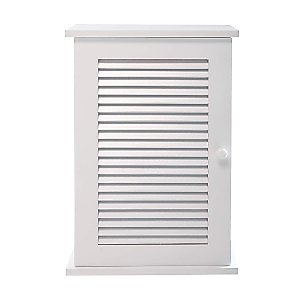 XMLYEC Wall Mounted Cabinet, Hanging Medicine Cabinet with 3 Tiers, Single Louvered Door, Floating Cupboard for Home Bathroom Bedroom, White