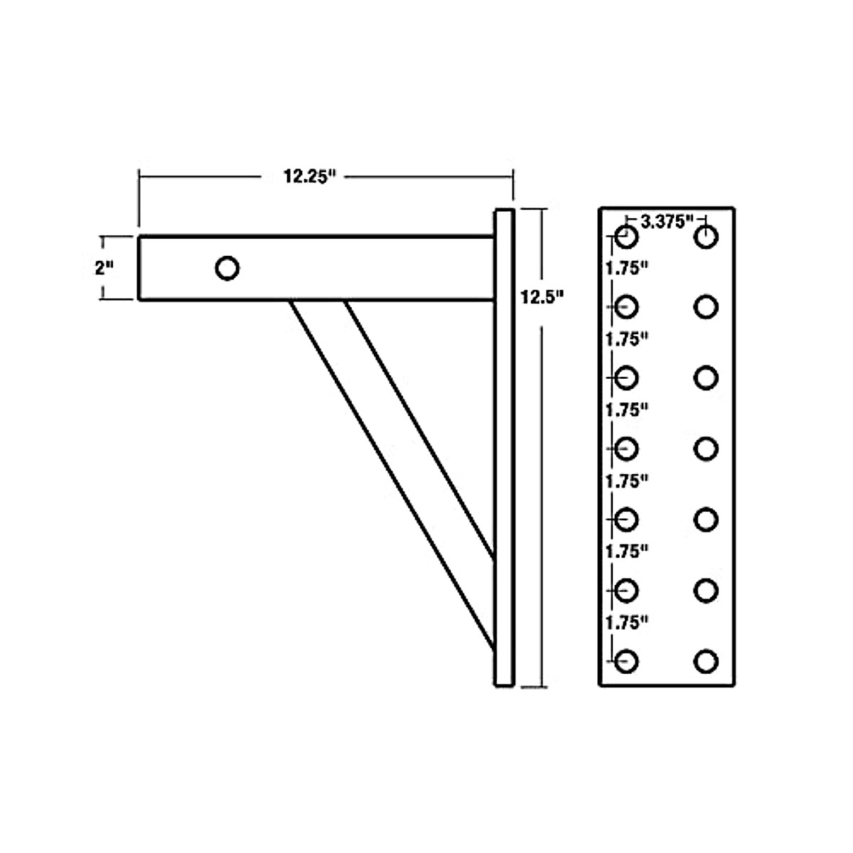 Buyers Products PM812 6 Position Pintle Hook Mount With 12.25 Inch Shank