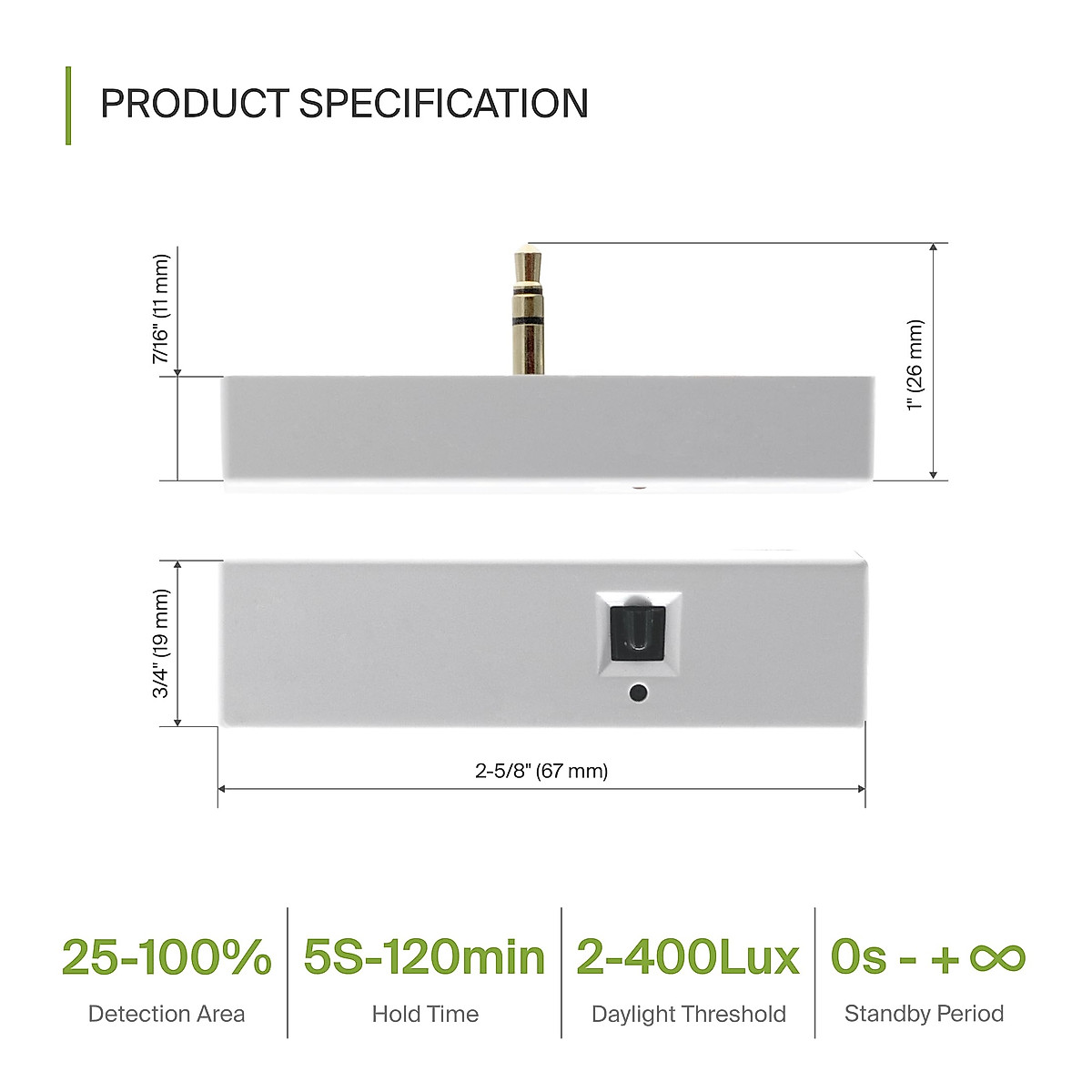 ASD BI-Level Microwave Motion Sensor | Audio-Jack 12VT 0-10V Dimmable White
