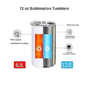 Icesip 30 Pack 12 OZ Sublimation Tumblers Blanks, Bulk Tumbler Blank for Sublimation Cups with Lids and Straws, Stainless Steel Double Wall Insulated Straight