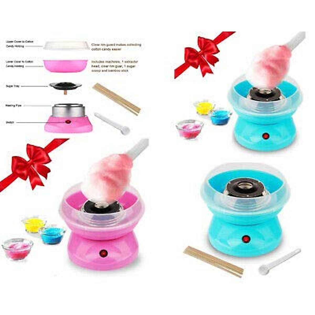 J-JATI Cotton Candy Maker, Electric Cotton Candy Maker, Hard Candy Maker, Sugar-Free Candy Machine family fun In-home cotton candy machine, Bright Colorful Style
