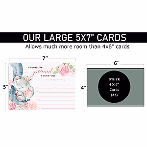 25 Pink Elephant Jungle Baby Shower Invitations and Envelopes (Large Size 5X7 INCHES), 25 Diaper Raffle Tickets, 25 Baby Shower Book Request Cards, Floral Elephant Animal Invites for Girl Baby Showers