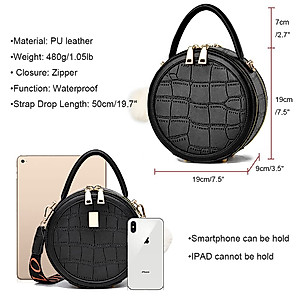 zhongningyifeng Small Circular Crossbody Purse, PU Leather Shoulder Bag for Women, Fashion Handbag Upgrade Waterproof