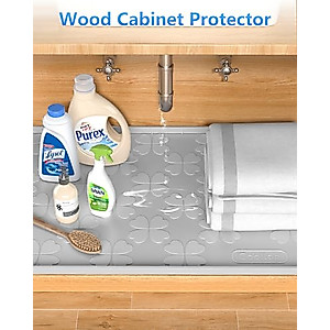 Waterproof Under Sink Mat for 34" x 22" Cabinet Protector, Silicone Sink Mat for Kitchen and Bathroom, Easy to Clean Kitchen Cabinet Liner Under Sink Drip Tray for Leaks