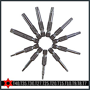 HORUSDY 11-Piece Tamper Resistant Star Bits, S2 Steel, T7 - T40 Security Torx Bit Set