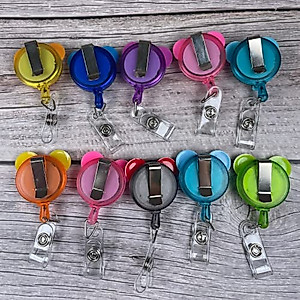 10 pc Cute Badge Reel Cartoon Characters Retractable Badge Reel id Holder | Mouse Ear Shape Character Princess Name Clips Extension Reels Lanyards Card Healthcare Pediatric Kids Nursery Health Care