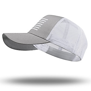 American Flag Trucker Hat - Snapback Hat, Baseball Cap for Men Women - Breathable Mesh Side, Adjustable Fit - for Casual Wear Gray/White