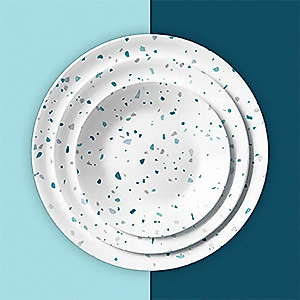 Corelle J106-TRT CP-1648 Small Plate, Plate, Plate, Shatter-Resistant, Lightweight, Microwave Safe, Oven Safe, Dishwasher Safe, Terrazzo Verde