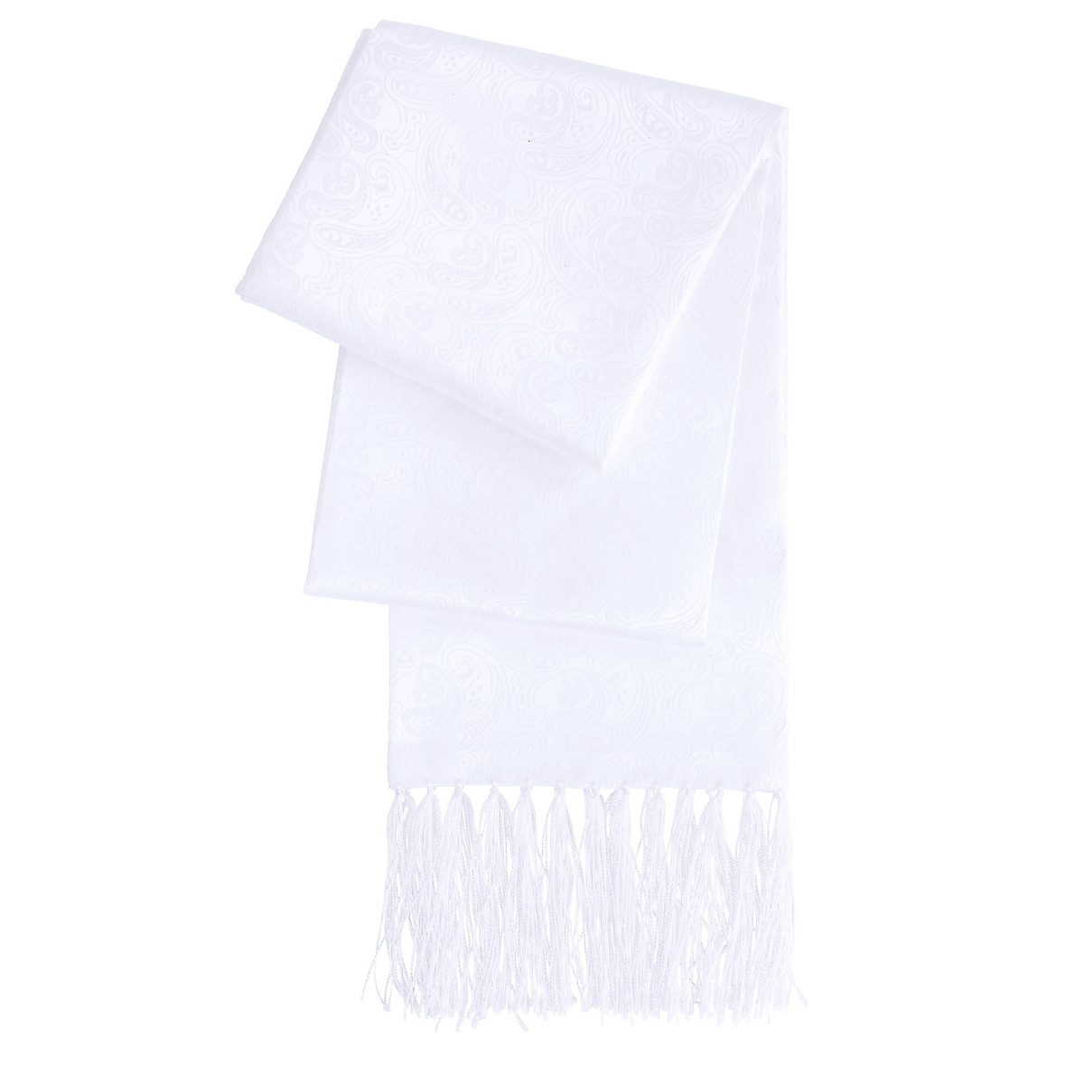 S.H. Churchill & Co. Luxurious Men's Paisley Scarf - Elegant, Soft Silk Blend, Classic Design for Sophisticated Style & Warmth - White