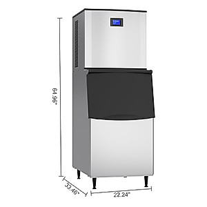 XPW Commercial Ice Maker Machine - 550LBS/24H with 350LBS Bin 110V 1200W Ultra Strong Compressor Stainless Steel Construction Fully Automatic Operation Perfect for Bar Restaurants and Business