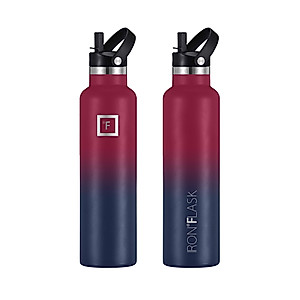 IRON °FLASK Sports Water Bottle - 3 Lids (Narrow Straw Lid) Leak Proof Vacuum Insulated Stainless Steel - Hot & Cold Double Walled Insulated Thermos, Durable Metal Canteen - Dark Rainbow, 24Oz