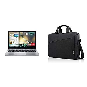 acer Aspire 3 Laptop, 15.6" Full HD, AMD Ryzen 3, 8GB, 128GB SSD, Wi-Fi 6, Windows 11 & Lenovo 15.6" Laptop Shoulder Bag, Water-Repellent Fabric