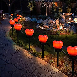Valentine's Day Decors Outdoor Solar Garden Lights Stakes Heart Shape Lights for Patio Lawn Pathway Backyard, 1 PCS