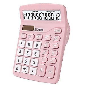 Desktop Large Financial Solar Calculator, Scientific Charging Calculator for School Students, Basic Simple Dual Power Calculator (Color : Pink)