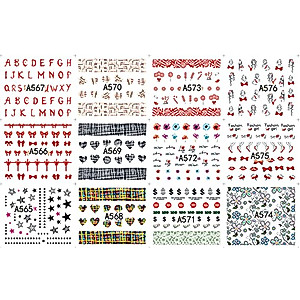 ZEJIANG 4 Sheets Cartoon Water Slide Nail Art Decals Water Transfer Nail Decals Sticker for Pretty Girl (B)