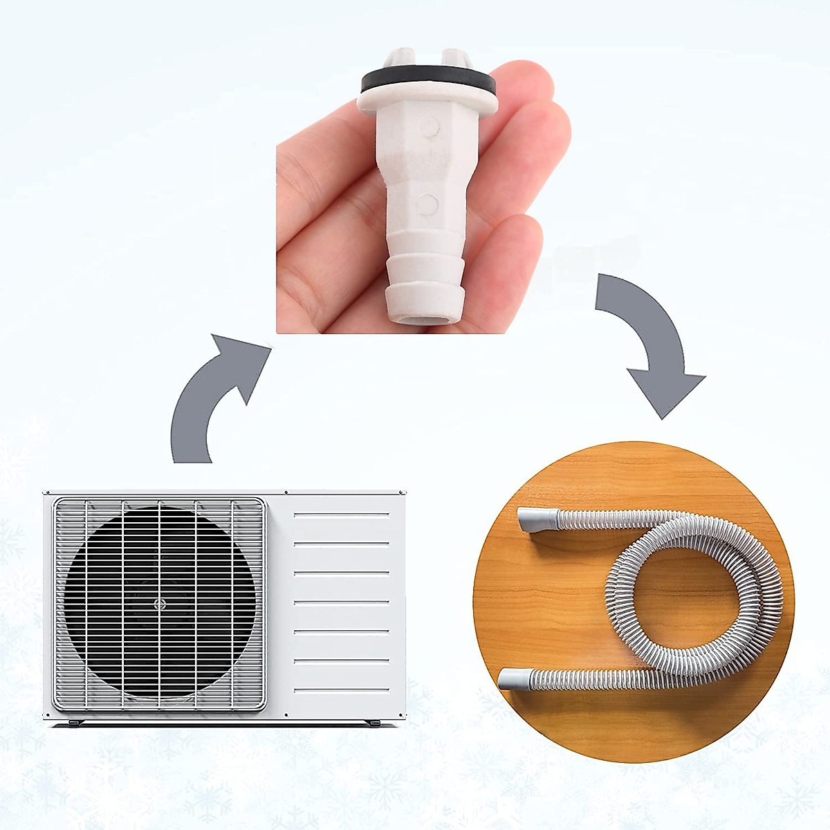 4Pcs 0.6 Inch 15mm Air Conditioner Drain Hose Connector Straight Fitting Window AC Drain Adapter with Rubber Ring