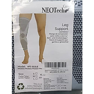 NeoTech Care Knee & Leg Sleeve - Breathable - Medium Compression - Grey (Size L, 1 Pair)