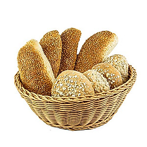 KOVOT Poly-Wicker Round Baskets Set of 2-10.5"D x 4"H Woven Polypropylene