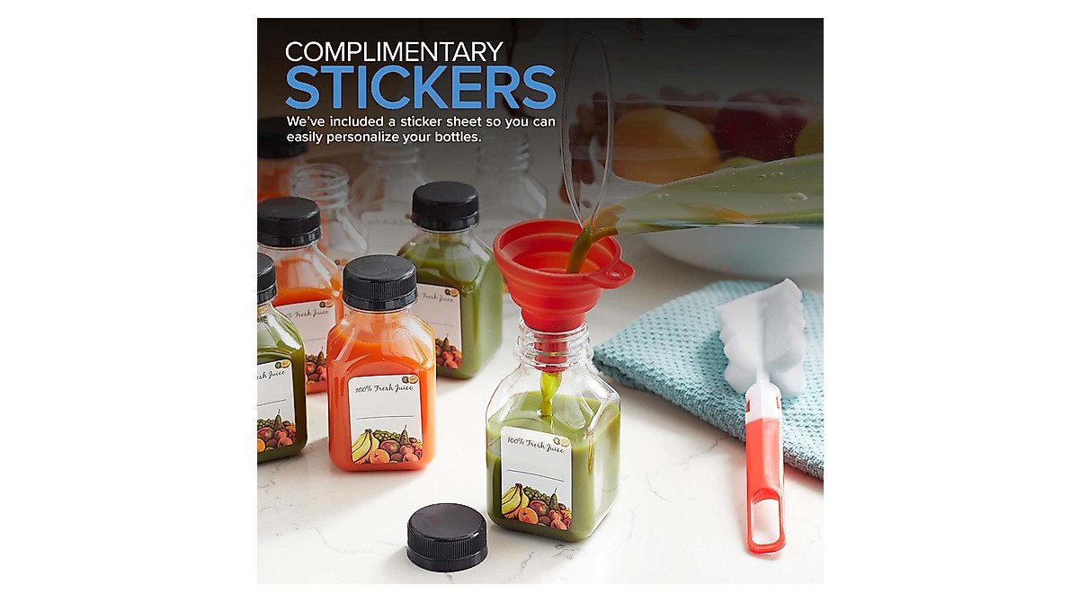 8oz Juice Bottles with Caps for Juicing & Smoothies - 12 Pack