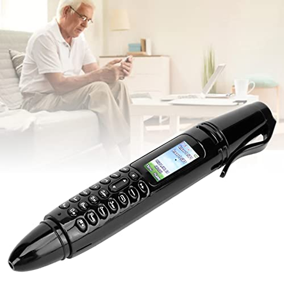 Yunseity Pen Mini Cell Phone Bluetooth Dialer 0.96in Tiny Screen Mobile Phone Support GSM Dual SIM Max 32G TF Card with Camera Flashlight Radio Music Player Rechargeable Mini Pen Cellphone