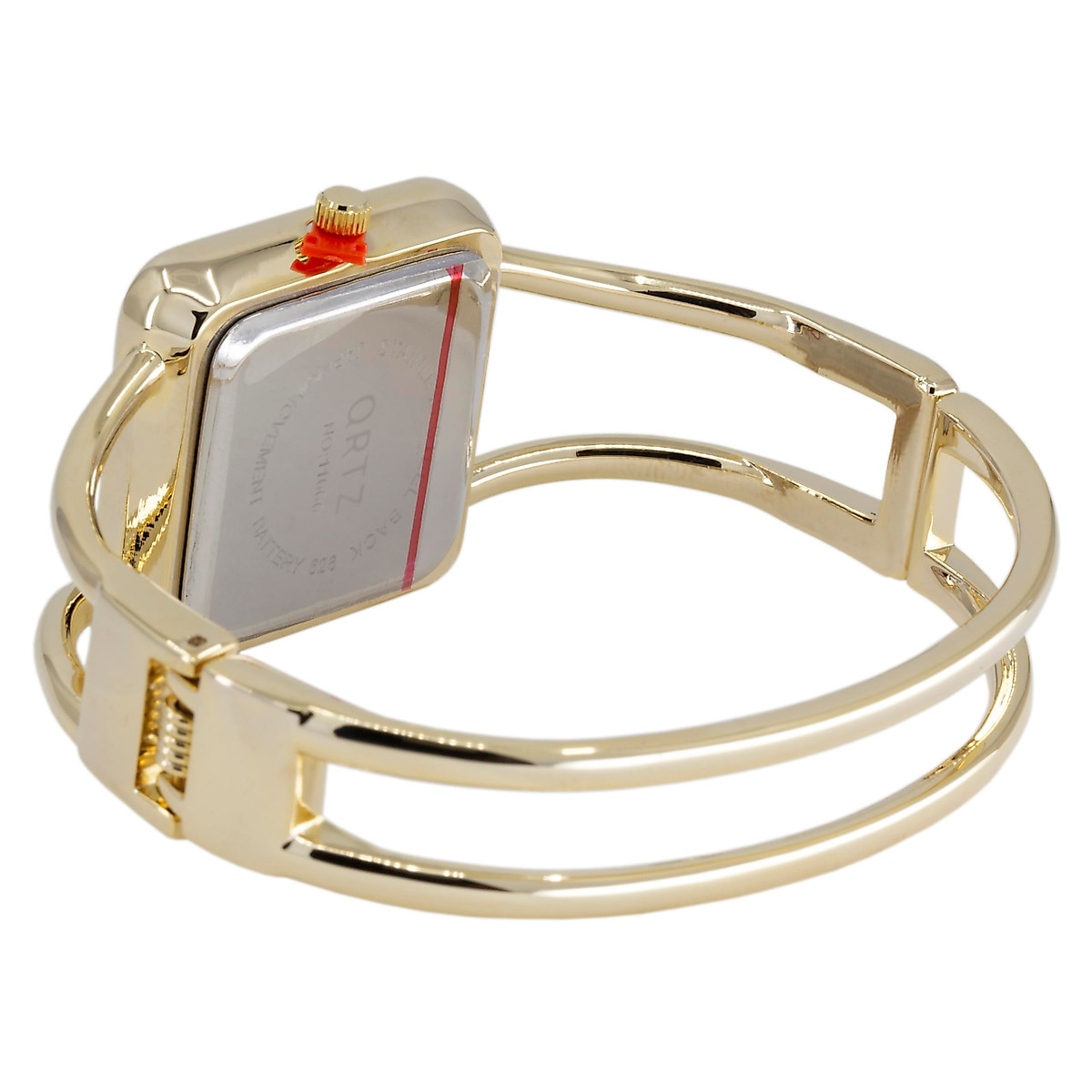 Blekon Collections Womens 30mm Square Elegant Metal Cuff Bangle Fashion Watch (Gold)