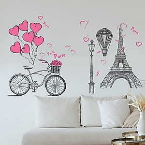 CIWEI Paris Wall Stickers- Eiffel Tower Wall Decal- Paris Wall Decor for Girl Bedroom Living Room Paris Themed Party Decoration 23.6 × 35.4 Inch