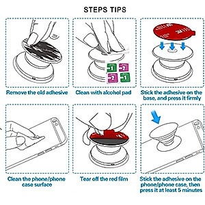 D.Sking 12 Pack 3M Sticky Adhesive Replacement Compatible with Socket Mount Base VHB Sticker Pads for Collapsible Grip & Stand (Red)
