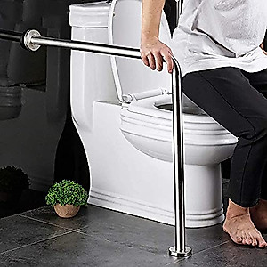 HAIZHEN Bathroom Handicap Rails Grab Bar, L Shape Stainless Steel Toilet Support Rail,Shower Assist Aid Handrails Hand Grips for Elderly/Disabled / Children/Pregant Women