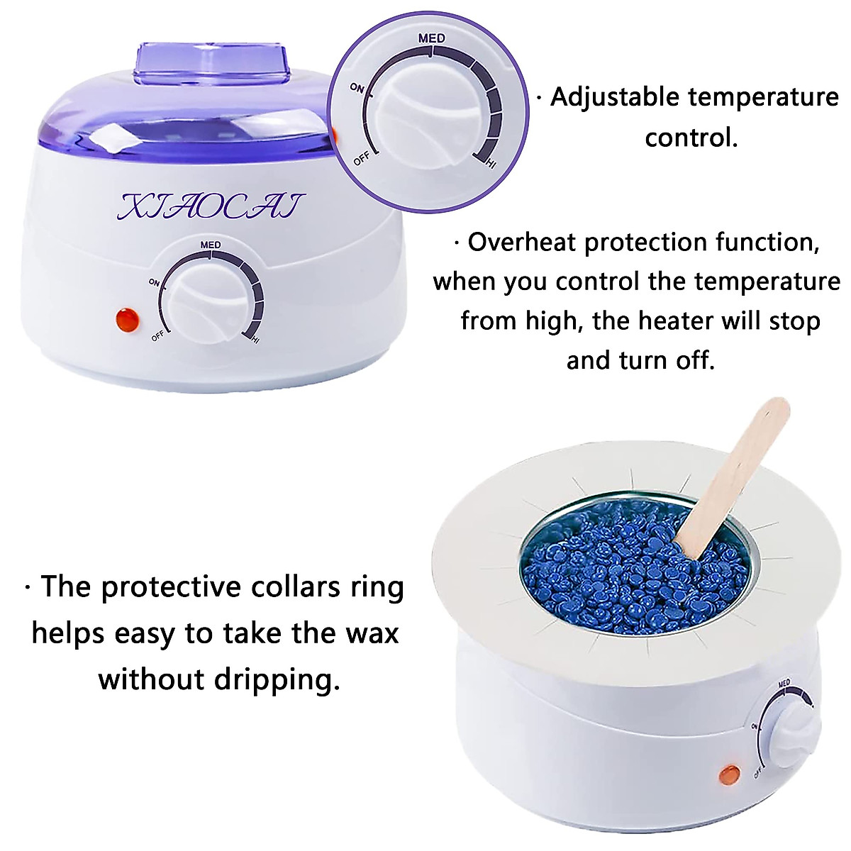 Hot Wax Warmer,Wax Heater Kit/Hair Removal Waxing Kit Hair Removal Waxing Kit with 4 100g Pearl Wax Beans, at Home Wax Heater Pot Machine Fmelter for Women and Men