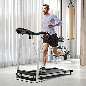 GYMAX Foldable Treadmill, Freestanding Easy Assembly Folding Treadmill with 12 Preset Programs, LCD Monitor, Built-in Wheels & Pulse Sensor, Portable Compact Running Machine for Small Space (Black)