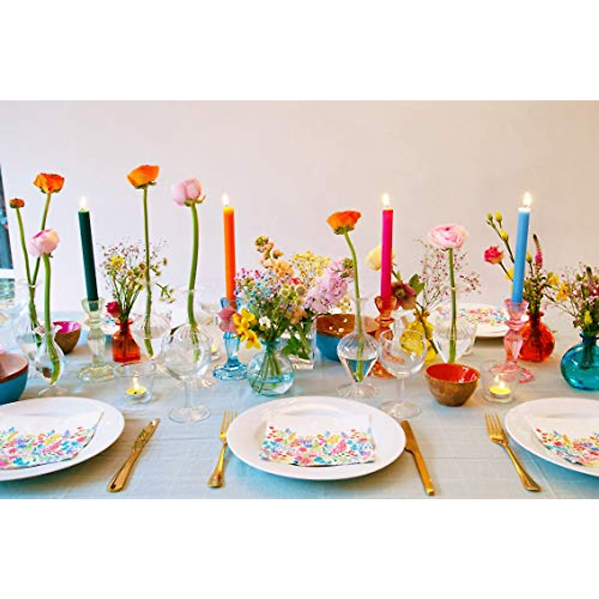 Talking Tables Blue Glass Candlestick Holder Taper Candle Stand for Indoor or Outdoor Dining, Elegant Dinner Party Decorations, Birthday, Garden, Wedding, Home Décor Large