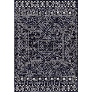 Momeni Riviera Transitional Indoor/Outdoor Area Rug, Navy, 6'6" X 9'